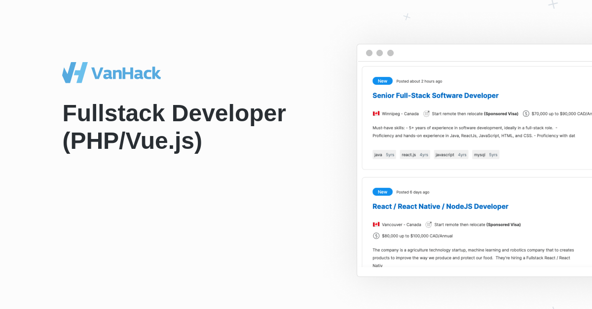 Fullstack Developer Php Vue Js Vanhack